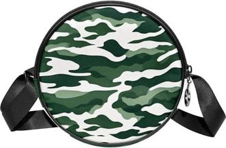 Generic Sac &agrave; bandouli&egrave;re Circle pour femme, petit sac &agrave; bandouli&egrave;re camouflage avec fermeture &eacute;clair, bretelles r&eacute;glables, sac &agrave; main rond d&eacute;contract&eacute; pour f