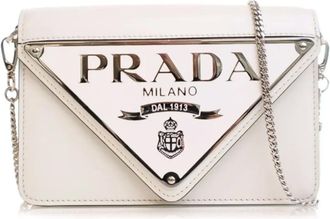 Prada sac à bandoulière Spazzolato Flap Chain (2013-2025) - Blanc