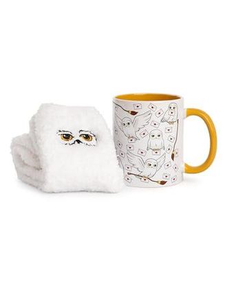 Harry Potter Ensemble Tasse et Chaussettes pour Femmes | Adultes Chaussettes Mi-Mollet avec Motif de Hedwig la Chouette des Neiges et Tasse en C&eacute;ramique Grise | Ta