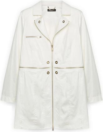 Fiorella Rubino Femme, Vestes, Blanc, Taille: 44 FR Manteau toucher doux avec zips d&eacute;coratifs