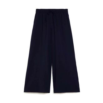 Max Mara Pantalon Large en Laine Bleue - Femme - Pantalons - Bleu - Taille: 40 FR