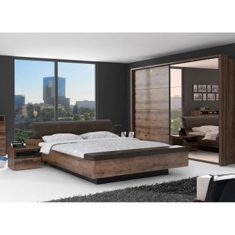 Loftscape home24 Bettgestell Jördis I 160 x 200cm Spanplatte Schwarz/Braun