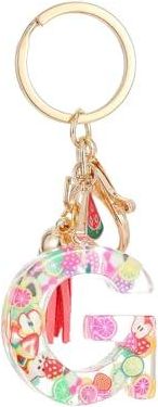 Generic Porte-cl&eacute;s en r&eacute;sine avec 26 lettres et pampille past&egrave;que Sifflet cr&eacute;atif Dragonne, G, taille unique