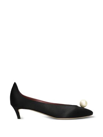 Magda Butrym Shoes Kitten Heel Kitten Heel With Pearl Satin Black