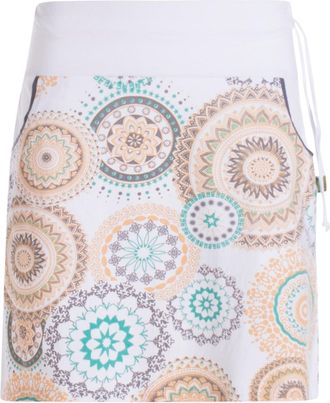 vishes kurzer Damen-Rock mit Mandalas in wei&szlig; I Gr&ouml;&szlig;e XS (32-34) I Handgefertigt aus 100% Baumwolle I Rock mit Taschen I Ideal f&uuml;r warme & kalte Monate I Nac