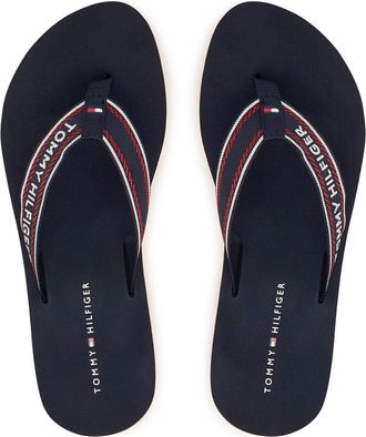 Tommy Hilfiger Zehentrenner Tommy Hilfiger Th Corporate Wedge Summer Sandal FW0FW09695 Dunkelblau