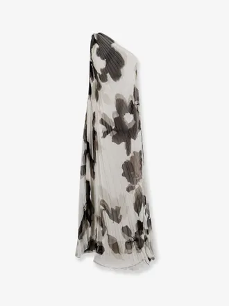 Max Mara Womens Pleated Dress Mxefuggito White Polyester; Lining: Acetate
