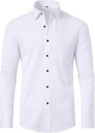 Generic Chemise formelle d&eacute;contract&eacute;e &agrave; manches longues pour homme, chemise extensible infroissable boutonn&eacute;e l&eacute;g&egrave;re haut de travail &eacute;l&eacute;gant classique respira