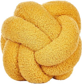 Beliani Dekoratives Boucle-Knoten-Kissen Gelb 19 x 19 cm Malni