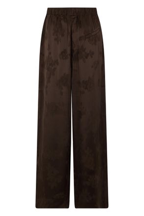 Ganni Womens Trousers, Satin Straight, Elastic Waistband Demitasse Acetate Straight Trousers