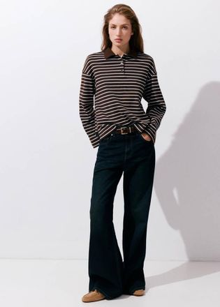 Mango Polo coton rayures contrastantes marron - Femme - XS - MANGO