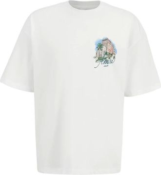 Amiri Homme, Tops, Blanc, Taille: M T-shirt oversize avec imprim&eacute; H&ocirc;tel