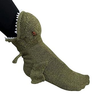 Generic Chaussettes mignonnes en tricot avec motif alligator, chaussures dhiver chaudes et &eacute;paisses pour homme et femme, style d&eacute;contract&eacute; amusant, Green02, 6