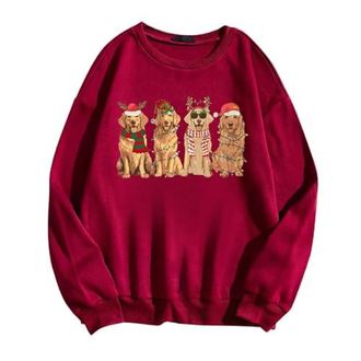 Generic Pull Femme De Noel Chic Sweat Femme Manches Longues Col Rond sans Capuche Confortable Design DéContracté Ample Et Tendance pour Un Style Quotidien