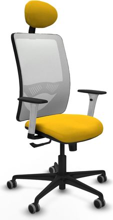 Piqueras y Crespo PC-Stuhl Zulema mit wei&szlig;en und schwarzen Armlehnen, h&ouml;henverstellbarer Lendenwirbelst&uuml;tze und festem Kopfteil, ausgestattet mit 3 Positionen und Schne