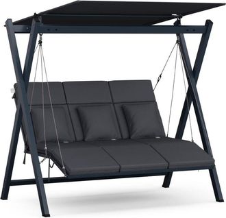 Blumfeldt Blumfeldt salon de jardin exterieur - balancelle confortable ajustable, toit parasol de jardin pour ombre optimale, assise trois personnes, robuste