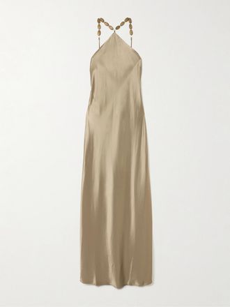 Staud Cadence Maxikleid Aus Satin Mit Verzierungen - Gold