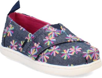 Toms Classic Alpargata Flacher Slipper, Navy Embroidered Flora, 27 EU
