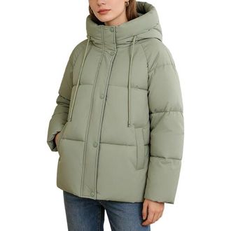 Generic Doudoune matelass&eacute;e &agrave; capuche et manches longues avec fermeture &eacute;clair pour femme - Manteau dhiver chaud matelass&eacute; avec poches, vert militaire, XXL