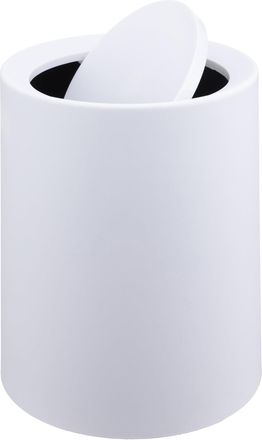 Relaxdays M&uuml;lleimer, 13 Liter, Schwingdeckel, Inneneimer, Matter Kunststoff, runder Abfalleimer f&uuml;r Bad & K&uuml;che, wei&szlig;