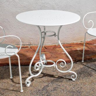 BIZZOTTO Bizzotto - Table de jardin ronde 70 cm en acier blanc - linty