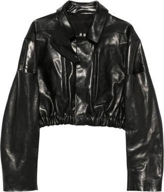 Rick Owens Cropped Leather Jacket - - Jackets - Damen - Schwarzk - S