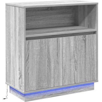 vidaXL Buffet avec led Gris Sonoma 71x34,5x75 cm en bois ding&eacute;nierie Vidaxl