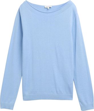 Tom Tailor Damen 1047697 Strickpullover mit U-Boot-Ausschnitt, 34587-Light Fjord Blue, XXL