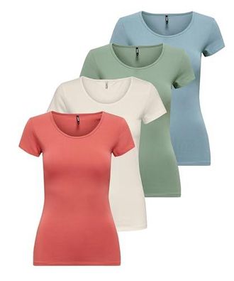 Only Onllive Love S/S Haut JRS &agrave; col rond pour femme (1 pi&egrave;ce), Rouge (Birch/Arona/Rouge min&eacute;ral/Hedge), 3XL