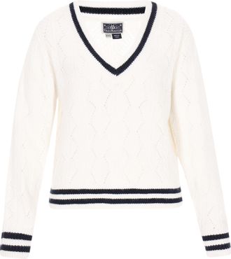 Dreimaster Dreimaster Pullover Frauen Cremeweiß, Marineblau