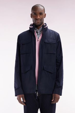 Eden Park Parka Courte 4 Poches &Agrave; Col Montant Et Capuche En Polyamide Bleu Marine