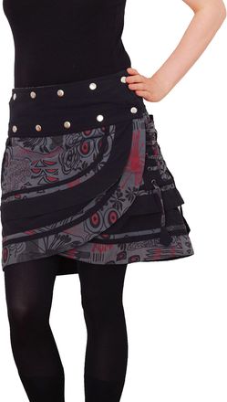 Purewonder Damen Wickelrock Baumwolle Rock mit Tasche sk196 Grau Einheitsgr&ouml;&szlig;e Verstellbar