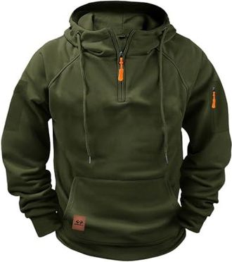 Generic Sweat &agrave; capuche tactique multi-poches pour homme, d&eacute;contract&eacute; et &eacute;l&eacute;gant, manches longues avec poches pour bras, automne et hiver, Vert, XL