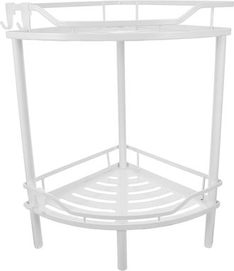 Garneck Mattwei&szlig;es Dreieckiges Eckregal Badezimmer aus Metall mit Stabilem Dreibeinstativ 2 st&ouml;ckiger Duschorganizer zur Wandmontage f&uuml;r Feuchte R&auml;ume