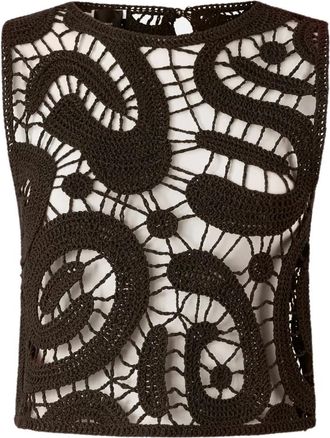 Pinko Pinko, Femme, Tops, Brun, Taille: 38 FR Eruzione Crochet Top