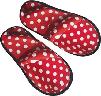 Generic Imprimé À Pois Rouges Et Blancs Pantoufle Hiver Pantoufles Antidérapants Chaussures Pour Extérieur Femme Unisex L