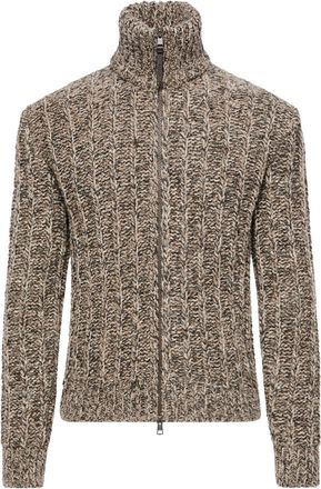 Moncler Moncler Cardigan Zipp&eacute; En Laine M&eacute;lang&eacute;e Boucl&eacute;e, Homme, Gris, Taille: 3xl