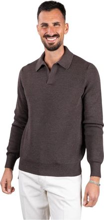 Gran Sasso Homme, Pulls, Brun, Taille: L Polo en maille m&eacute;rinos &eacute;paisse