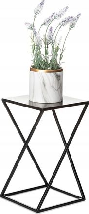 HowHomely Blumenständer Metall Schwarz 40 cm Hoch - Solider und Robuster Blumenhocker Metall - Pflanzenständer mit Geometrischem Design für die Dekoration in Wo