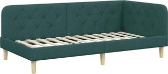 vidaXL Cornice Del Letto Ad Angolo Verde Scuro 100 X 200 Cm Tessuto Vidaxl