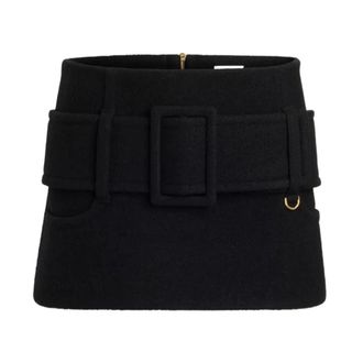Patou Stylischer Mini Rock mit G&uuml;rtel - - Skirts - Damen - Schwarzk - M