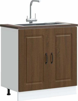 vidaXL Spülenunterschrank Kalmar Braun Eichen-Optik 80x46x81,5 cm Vidaxl