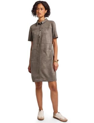 Street One 1408846 Robe Chemisier en Velours, Marron, 46 Femmes