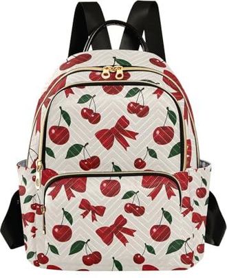 Mnsruu Mini sac à dos pour femme avec noeud rouge cerise - Petit sac à dos tendance - Sac à dos décontracté, Multi1038, M