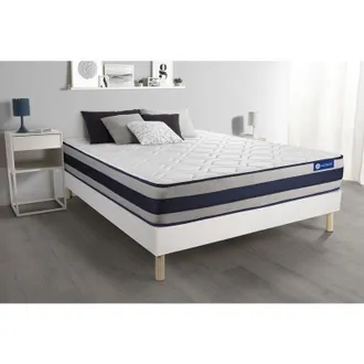 Actisom Actisom - Ensemble matelas Latex et M&eacute;moire de forme actilatex ergo 140x190 cm Maxi &eacute;paisseur 5zones de confort + sommier kit blanc