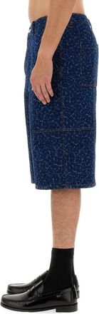 Maison Kitsun&eacute; Denim Cotton Bermuda Shorts - Blue