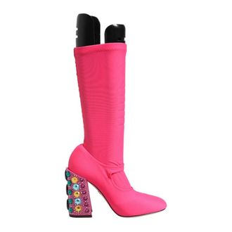 Dolce & Gabbana Kristallverzierte hohe Stiefel - - Shoes - Damen - Rosa - 35 1/2 EU