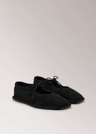 Mango Ballerines cuir cordon noir - Femme - 36 - MANGO