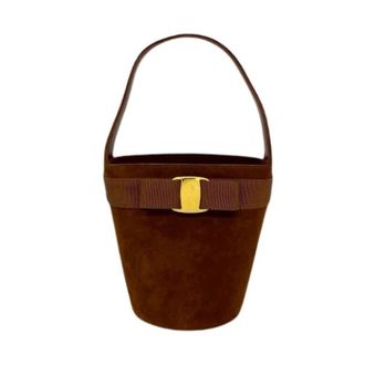Ferragamo Sac seau mini doccasion en daim - Femme - Pre-owned - Brun - Taille: ONE Size
