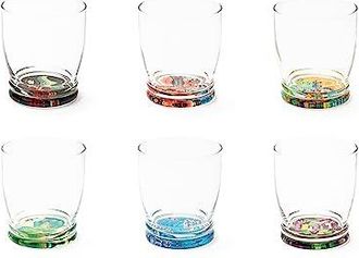 Excelsa Kimono Lot de 6 verres avec fond d&eacute;cor&eacute;, 340 ml, diam&egrave;tre 8 cm, verre